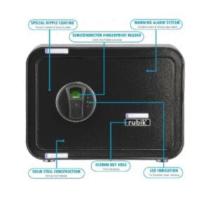 Rubik - Safe Box with Biometric Fingerprint Black - RB25QC9 - Security ...